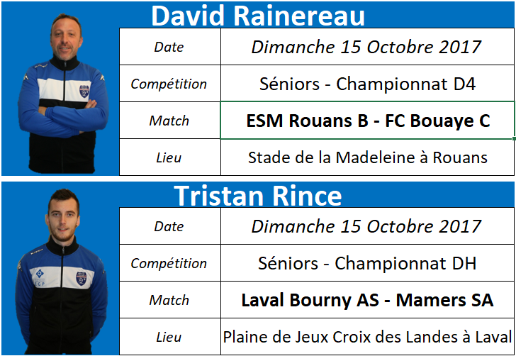 Où sont nos arbitres : Week-end du 14 et 15 Octobre 2017 Où sont nos arbitres : Week-end du 14 et 15 Octobre 2017